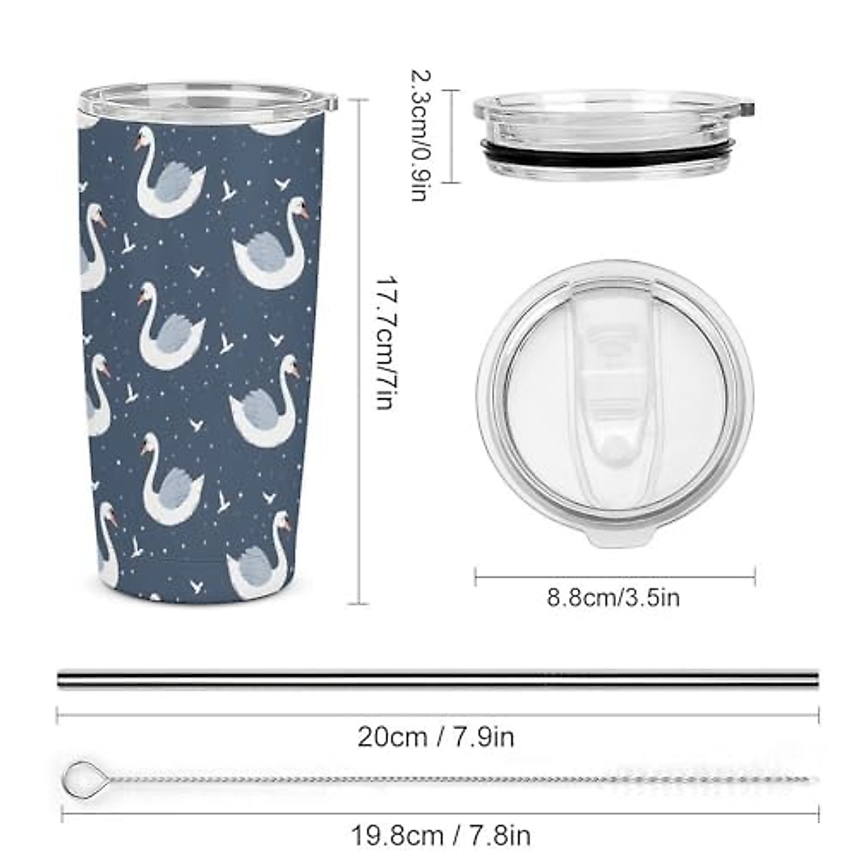 KIOWEIR Duck And Dark Background Stainless Steel Tumbler 20oz With Lid And Straw, Insulated Tumblers Coffee Cup, Travel Mug for Ice Drink & Hot Beverage for Women Men Boys Girls