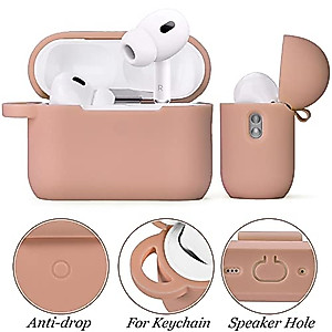 Case for Airpods Pro 2nd Generation - VISOOM Airpods Pro 2 Cases Cover Women 2022 Silicone iPod Pro 2 Earbuds Wireless Charging Cases Girl Bling Keychain for Apple Airpod Gen Pro 2(Milk Tea)