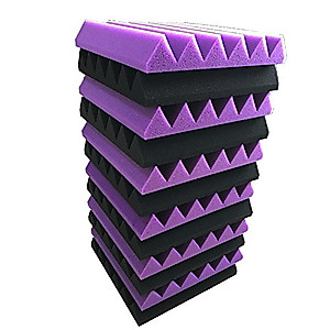 Xinglong 12 Pack Wedge Purple/Black Acoustic Soundproofing Studio Foam Tiles 2"x12"x12"