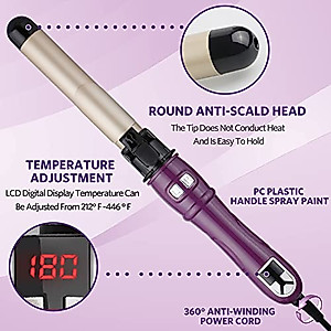 Automatic Curling Iron Automatic Curling Wand for Hair Styling Auto Hair Curler Automatic Hair Curling Wand Self Rotating Curling Iron (1.1inch Curl/28mm, Purple)