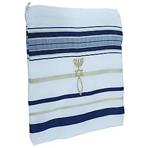 Holy Land Market New Covenant Prayer Shawl, English/Hebrew With Bag, Card and Brochure From Israel (72 x 24 Inch)