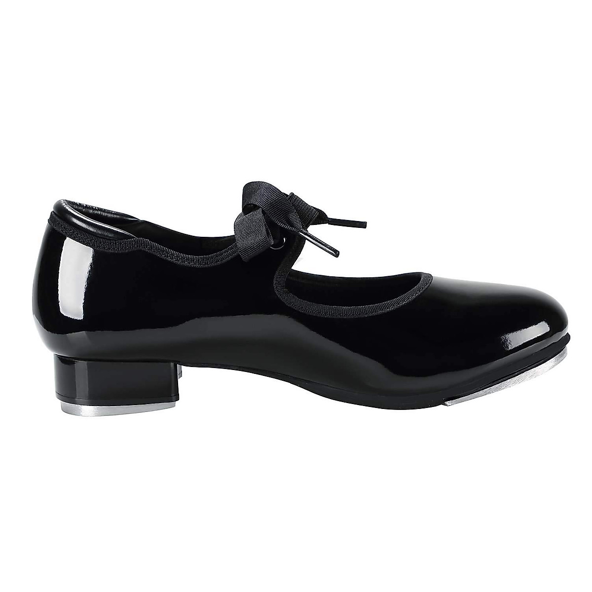 Linodes Unisex PU Leather Ribbon Tie Tap Shoe Dance Shoes for Women and Men's Dance Shoes-601-Black Patent-8M