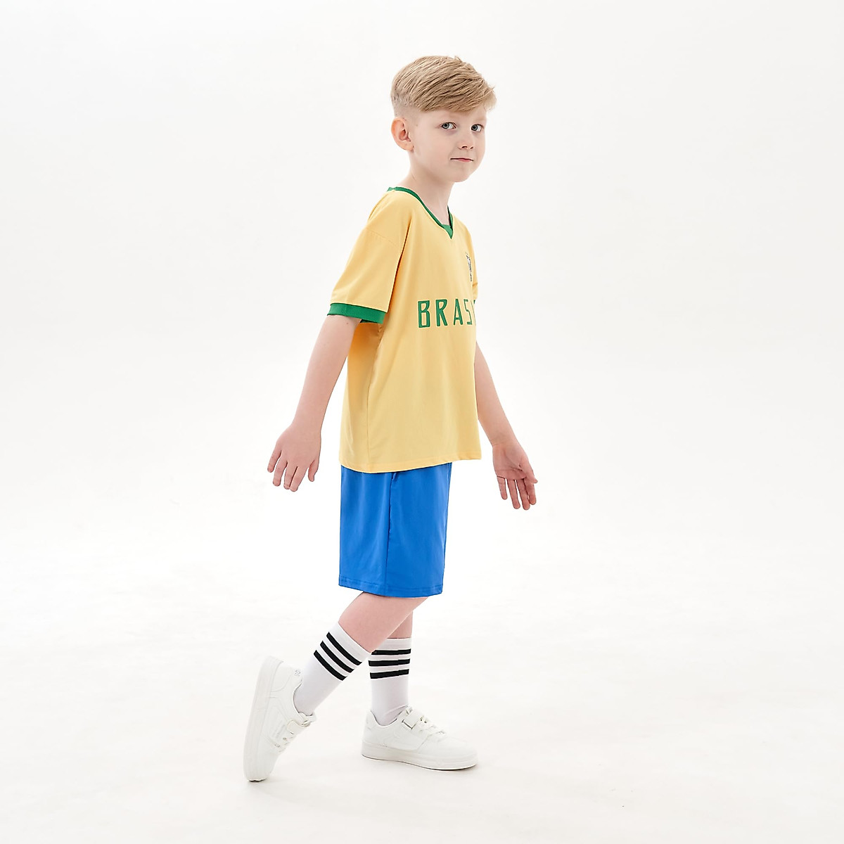 BDONDON Soccer Jerseys for Kids Brasil Soccer Clothes for Boys & Girls Football Training 3-4T Brazil Soccer Outfit (Brazil,4T)