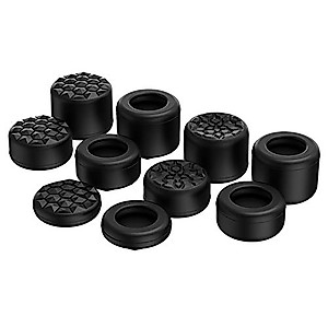 PlayVital Black Ergonomic Stick Caps Thumb Grips for PS5, for PS4, Xbox Series X/S, Xbox One, Xbox One X/S, Switch Pro Controller - with 3 Height Convex and Concave - Diamond Grain & Crack Bomb Design