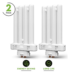 KOR Pack of 2 - FML27-65K Light Bulbs 27 Watt 4 Pin FML Lamp Replacement Bulb 6500K Natural Spectrum Daylight CFL 27W Plugin GX10Q-4 Base