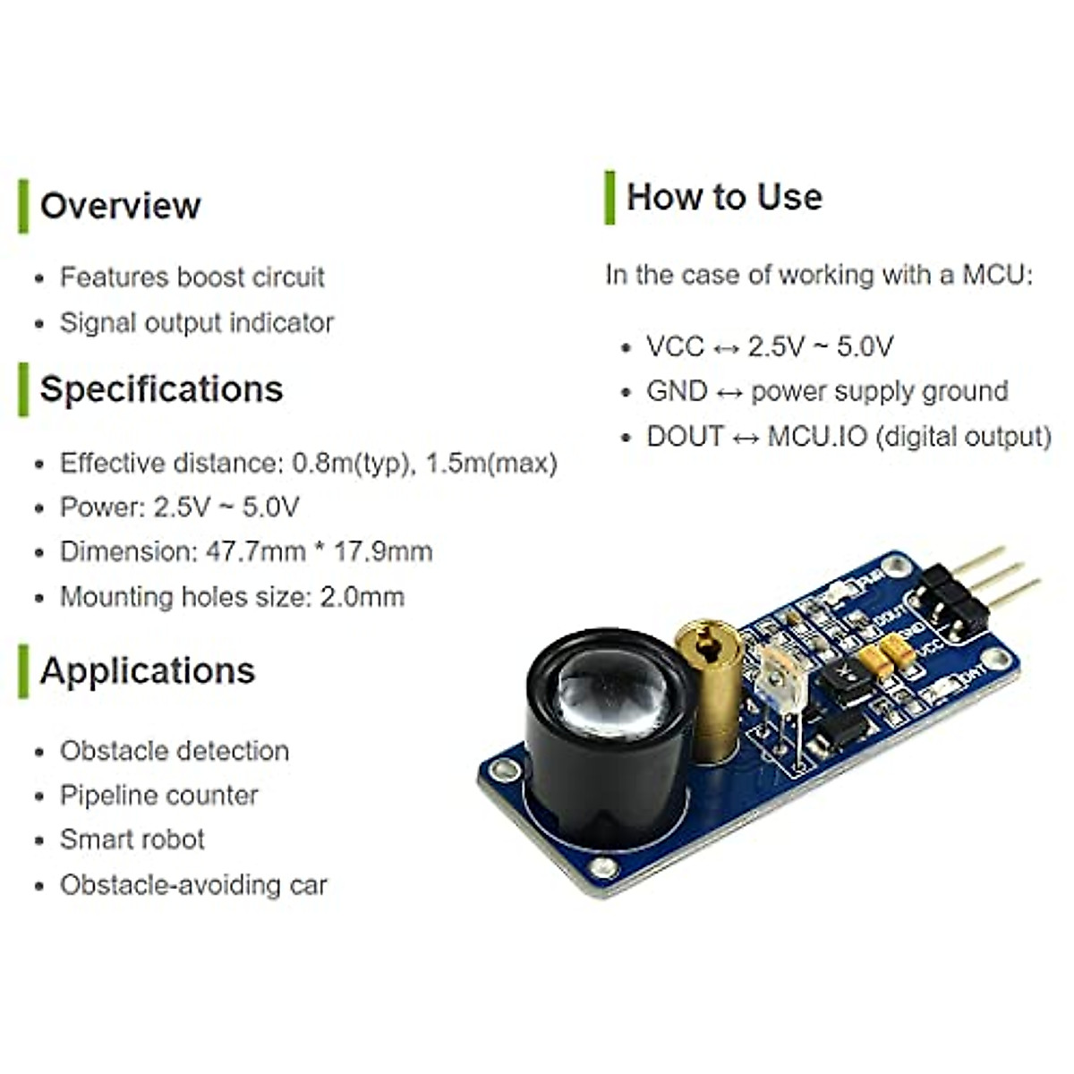 Waveshare Laser Receiver Module Laser Sensor Module Transmitter Module for AVR PIC, Compatible with Raspberry Pi 5/4B/3B/Zero/Zero W/Zero 2W/Pico/Pico W/Pico WH
