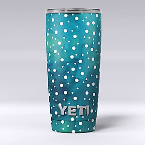 Design Skinz Green and White Watercolor Polka Dots - Skin Decal Vinyl Wrap Kit Compatible with The Yeti Rambler Cooler Tumbler Cups