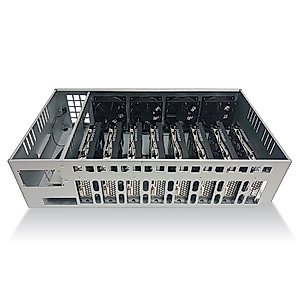 8 GPU Mining Rig Frame, Mining Machine System & Platform, Barebone Motherboard for BTC/ETH/ZEC with 4 Cooling Fans, Mining Frame Case