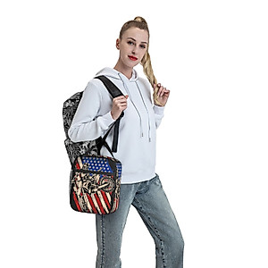 oumghxf Dirt Bike Motocross American Flag Lunch Bag Women/Men,Reusable Lunch Box For Men,Insulated Lunch Cooler Bag For Adults Kids