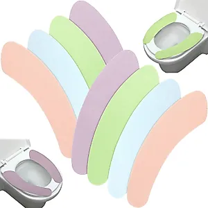 8 Pairs Bathroom Warmer Toilet Seat Cover Pads Washable and Reusable Toilet Seat Cushion Pad Toilet Seat Warmer Cover Bathroom Upgraded Warmer Cushion for Winter Bathroom Toilet, 4 Colors