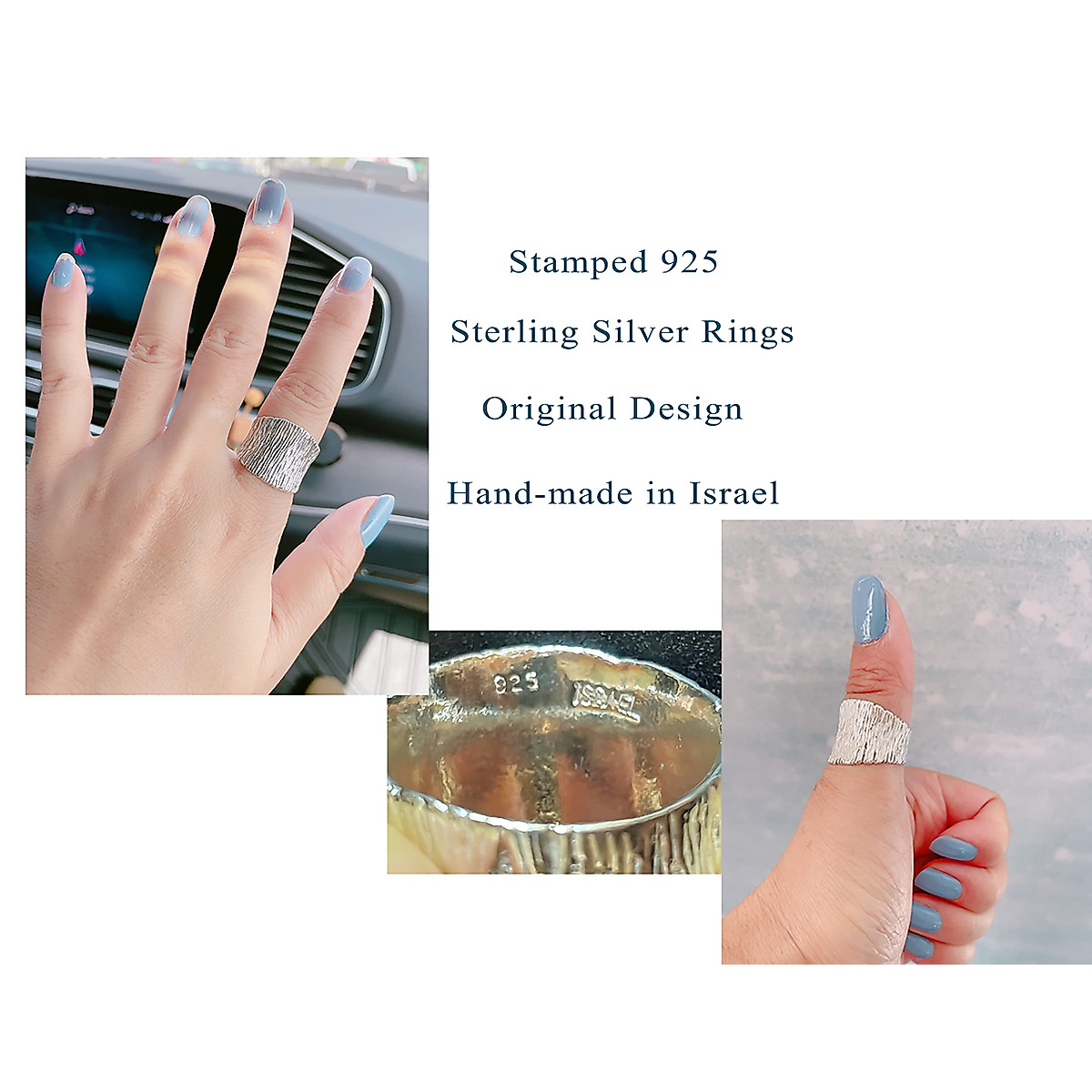 MINDDHA 925 Sterling Silver Women's Statement Ring- Handmade Silver Chunky Ring, Thick Wide Silver Ring for Women, Designer Large Ring, Silver Hammered Ring, Statement Jewelry for Women, 17mm Width - Size 9