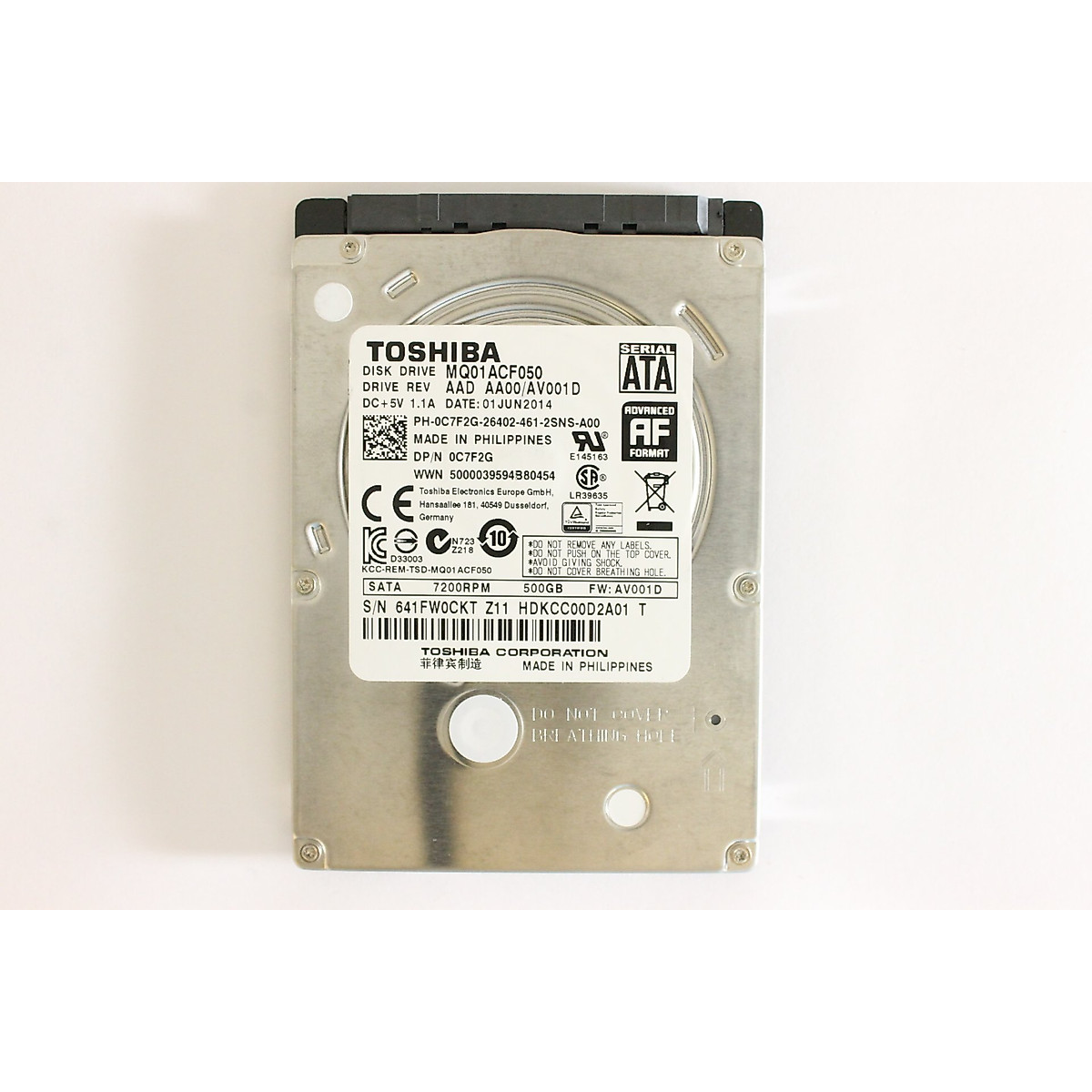 Dell C7F2G 500.0GB 7.2K SATA 2.5 6GBps Hard Drive