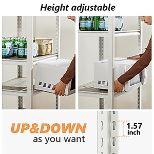REIBII 3000LBS Garage Shelving Storage Shelves Heavy Duty Shelving Adjustable White Metal Shelving Units and Storage Racks and Shelving Garage Closet Kitchen Pantry Shelves, 60''HX24.5''WX16.5''D