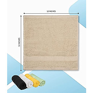 ZUPERIA 100% Cotton Bath Wash Cloths - 12 Pack - 12" x 12"- Highly Absorbent Soft Washcloths for Face, Gym Towels, Hotel Spa Quality, Reusable Multipurpose Towels (12 Pack, 6 Multicolors)