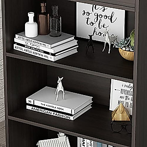 FUFU&GAGA Modern Bookcase Storage Cabinet, Tall Storage Wooden Bookshelf with 3 Tiers Shelf, 2 Doors & 1 Drawer for Home Office, Bedroom, Living Room, 23.6" W x 11.8" D x 70.8" H, Black-Brown