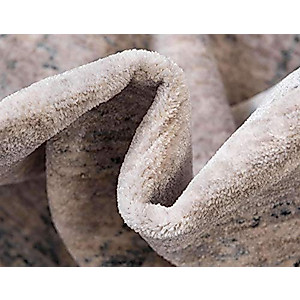 Unique Loom Noble Collection Country, Traditional, Distressed, Vintage, Geometric, Border, Medallion Area Rug, 2' 7" x 9' 11", Blue/Beige