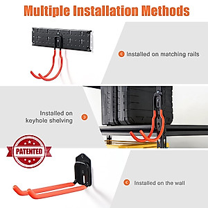 Ultrawall Multi-Storage Garage Hooks, Utility Rack with Multiple Installation Methods, Wall-Mounted Garden Tool Organizer System for Shovels, Rakes, Ladders,17pcs