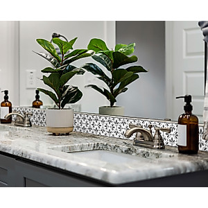 FLFK Wallpaper Border Black and White Patterns Peel and Stick Wall Border Self Adhesive Wallpapers for Living Room Bedroom Kitchen Bathroom 4"x240"