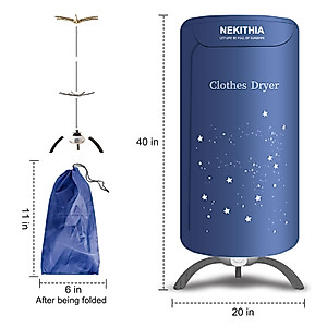 Portable Clothes Dryer Upgraded to Quickly Dry A Large Number of Clothes and Shoes. Travel Mini 900w Dryer Machine, Compact Dryer for Family, Apartment, RV and Travel