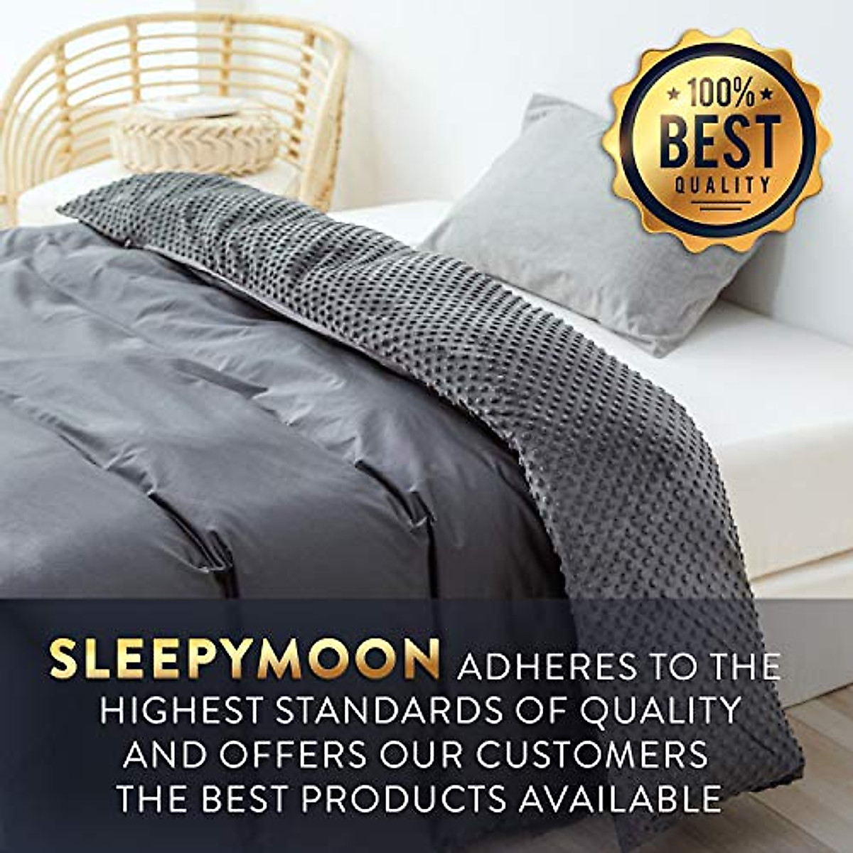 Sleepymoon Duvet Cover Snug Minky Dot Cotton Double Sided for Weighted Blankets (60''x80'') | Adult Kids | Grey | Warm Cool for Hot & Cold