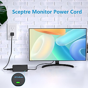 Replacment for Sceptre Monitor Power Cord 12V AC Adapter for Sceptre EC Series 32" 30" 27" 24" 22" 20" 19" 15" E248W E225W E205W E275W Screen LED-Lit & Supersonic Monitor Power Supply Cord Charger