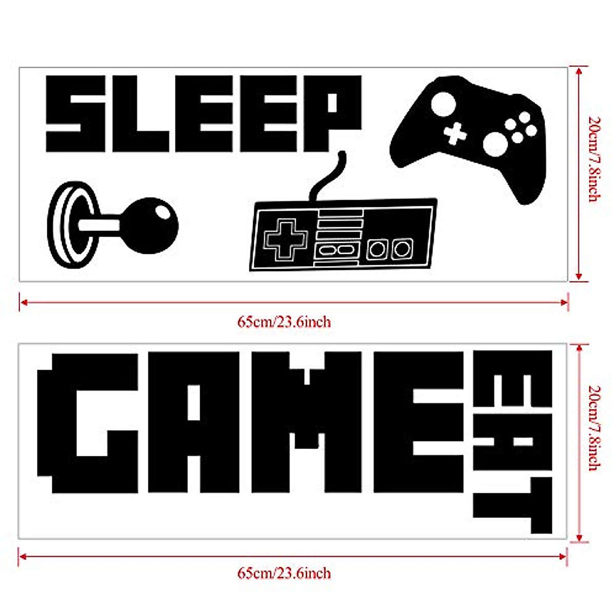 Eat Sleep Game Wall Decal, Video Gamer Boy Wall Sticker, Vinyl Game Décor Wall Stickers Art Design Stickers Wall for Home Playroom Bedroom Game Boys Room(28" L x 18" H)