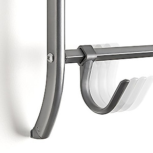 Lynk® Over Door or Wall Mount 16 Hook Rack - Shirt, Belt, Hat, Coat, Towel, Purse, Bra Organizer - Platinum