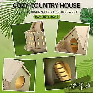 Hamster Forest Lookout Wood House Fun House Double-Decker Hut for Young Dwarf Gerbil Mouse Mice Rat Small Animals(Small Size Only for Small Hamster)