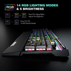 Havit RGB Mechanical Gaming Keyboard LED 120 Keys Ergonomic Detachable Wrist Rest Wired Keyboards Blue Switches Multimedia Volume Control for PC Game
