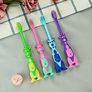 Kiminors, dobrygalpe 4 Pcs Cartoon Kangaroo Small Head Children Toothbrush With Extra Soft Bristles,Colorful, 40 x 100 x 80 MM