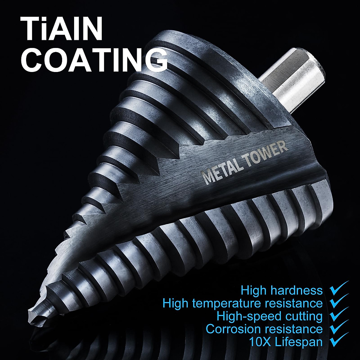 GRENPRO Gigantic Step Drill Bit,1/4" - 2-1/2"Large Step Drill Bit,M35 HSS Impact Tough Step Drill Bit Set,1/2" Shank Unibit Step Drill Bit for Metal, Stainless Steel, Aluminum, Wood, Plastic