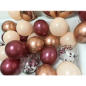 70th Birthday Decorations Women – Happy 70 Birthday Party Supplies for Womens with Champagne Burgundy Flowers Balloons Tissues Decor (Burgundy + Champagne)