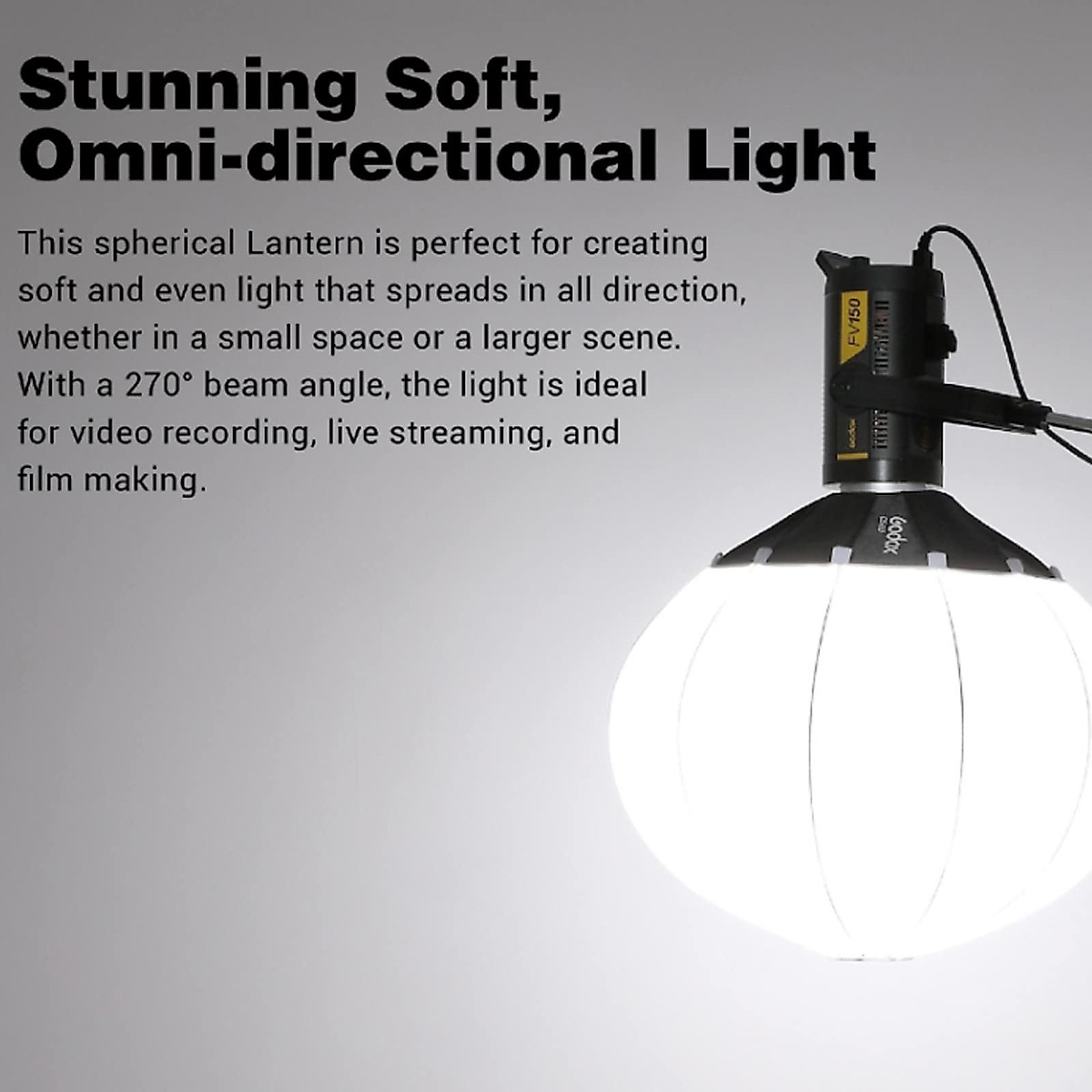 GODOX CS-50D Lantern Softbox 50cm/20inch Omni-Directional Light Modifier Bowens Mount for Godox SL60W SL150 II, UL150, VL150 Light for Video Recording, Live Streaming, and Film Making