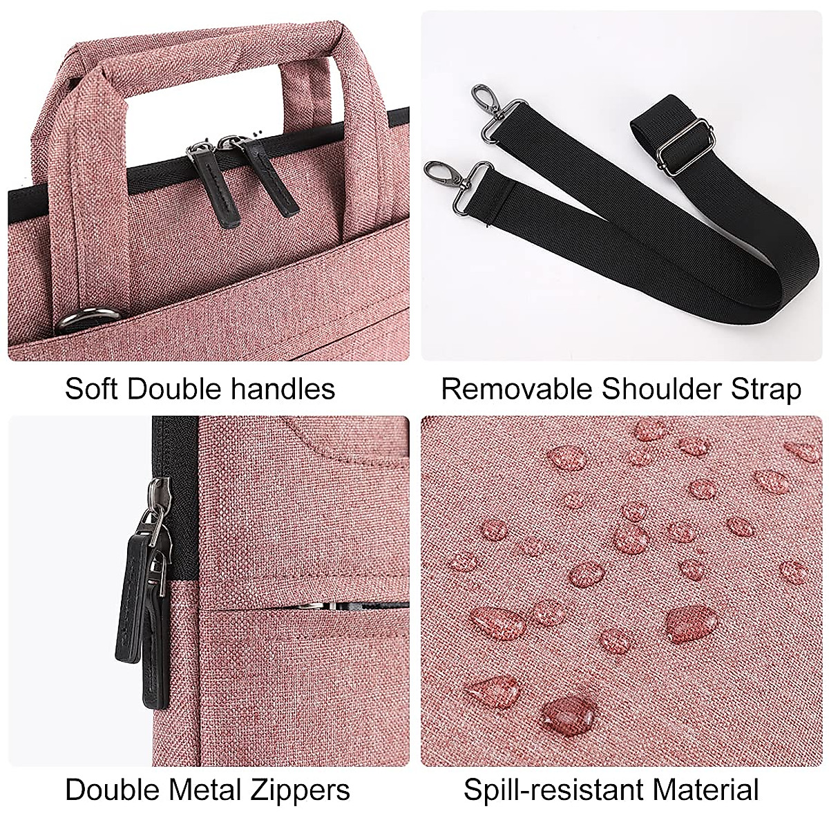 DOMISO 11.6-13 inch Laptop Bag Business Briefcase Water-resistant Notebook Messenger Shoulder Bag for 13" MacBook Pro/12.9" iPad Pro/13 MacBook Air Retina/12.3" Microsoft Surface Pro Pro 4 6,Pink