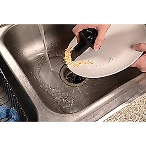 Danco 10768A | Disposal Genie II Garbage Disposal Strainer and Stopper, Kitchen Sink Drain Splash Guard with Food Scraper, Black, 1-Pack