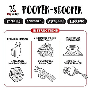 DogBuddy Portable Dog Poop Scooper, Sanitary Waste Pick Up, Heavy Duty Cleaner with Dispenser, Leash Clip and Pooper Scooper Bags Included (Medium, Kiwi)