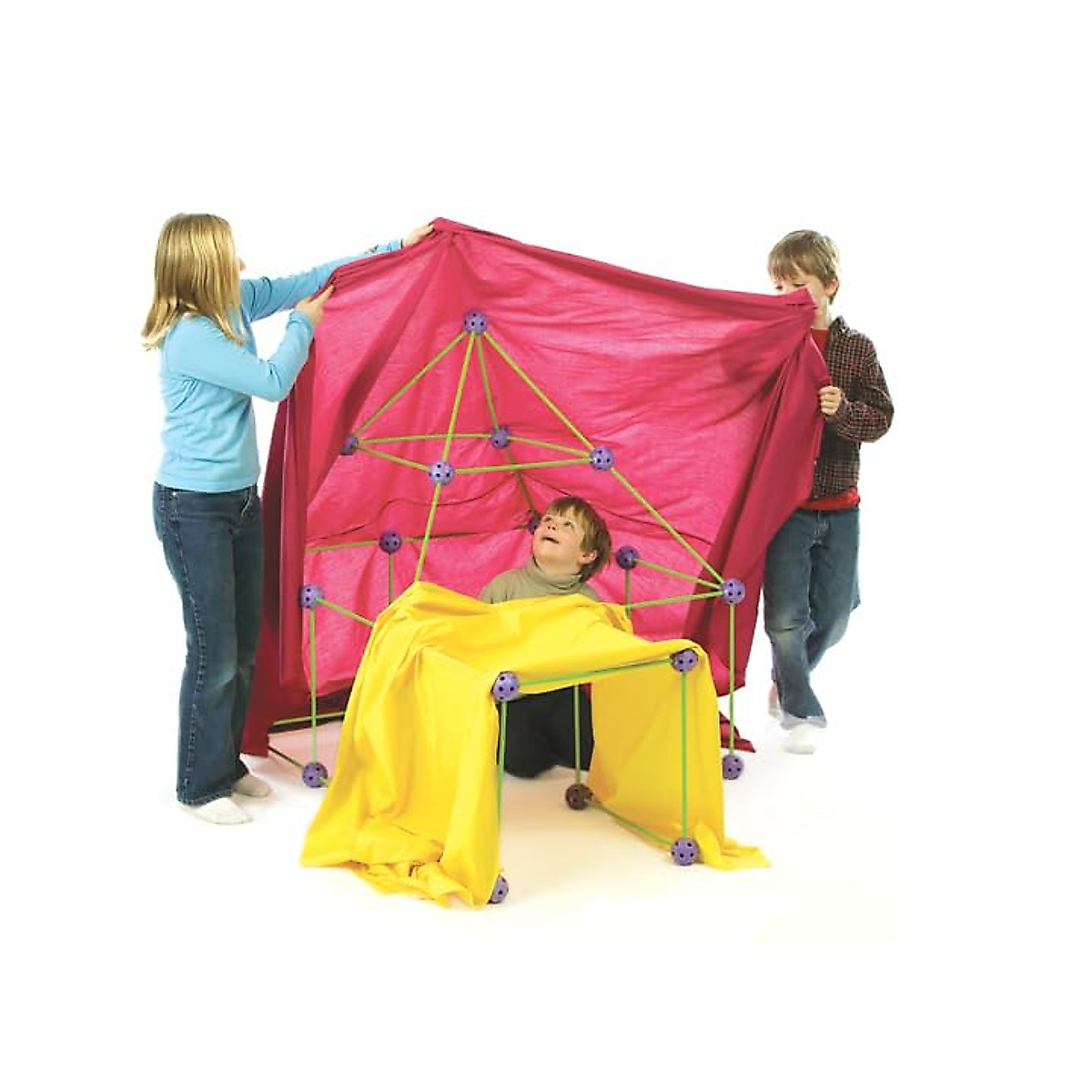 Crazy Forts! 69 Piece Buildable Indoor/Outdoor Play Fort Playset, DIY, Build Your Own, STEAM toy , Purple