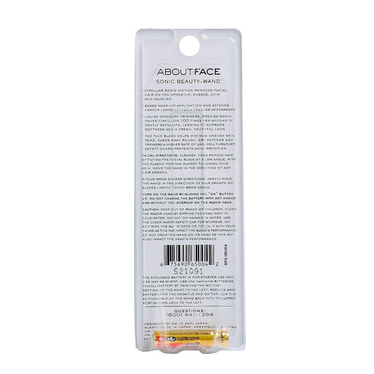 Kai About Face Sonic Beauty Wand with Bonus Eyebrow Shaper; Battery Operated Face Hair Remover; Face, Chin, & Lip Hair Remover, Face Hair Remover Tool for Women, Epilator for Men & Women