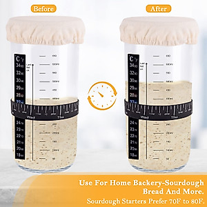 NEOBELLA Sourdough Starter Jar, Sourdough Starter Kit With Thermometer, Scraper, Cloth Cover And Metal Lid, 24 Oz Wide Mouth Sour Dough Starter Container Use For Sourdough Bread Baking Supplies