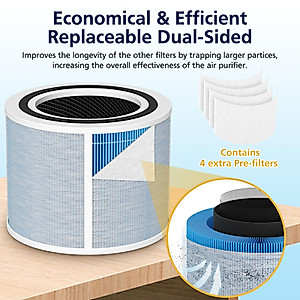 Core 300 Replacement Fi-lter Compatible with LEVOIT Core 300/300S, H13 Ture HEPA Fil-ter, Compare to Part No. Core 300-RF, 2 Pack,White