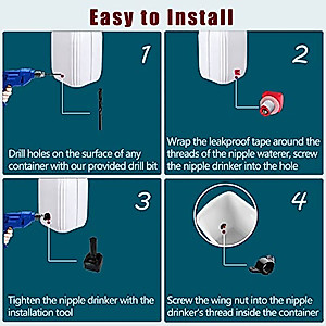 VandanCoop Horizontal Chicken Water Nipples Automatic Poultry Waterer Nipples Kit Drinker with Drill Bit(10)