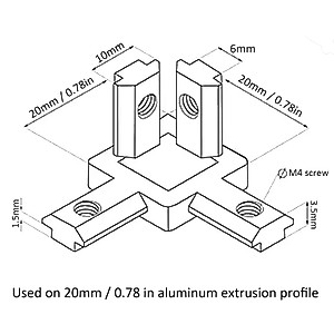 FORRCKY 8PCS 2020 Extrusion Cube Connectors 2020 Aluminum Extrusion 3 Way Corner with 8PCS 2020 Series Extruded Profiles End Bracket and Screws
