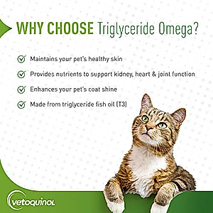 Vetoquinol Triglyceride Omega 3 Supplement for Medium Sized Dogs, Fish Oil Supplement with EPA and DHA, Promotes Skin, Coat, Joint, and Immune Health, Omega 3 Fish Oil for Dogs 30lbs to 60lbs, 60ct