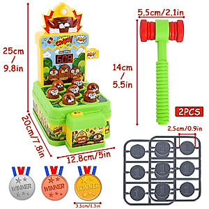 MIXHOMIC Arcade Game Toys for 3 Year Old, Whack A Mole Game, Early Developmental Toy, Mini Electronic Arcade Game Toy, Interactive Pounding Toy, Whack Game Mole Gift Idea for 3-8 Years Old Boys Girls