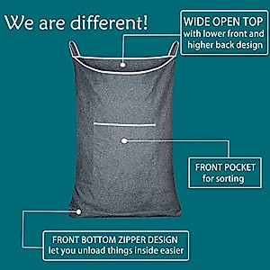 CALLMYBO Hanging Laundry Hamper, Hanging Hamper with Free Hanging Hooks, Space Saving Hanging Laundry Hamper Bag (1 Mid Heather Grey + 1 Pop Heather Grey)