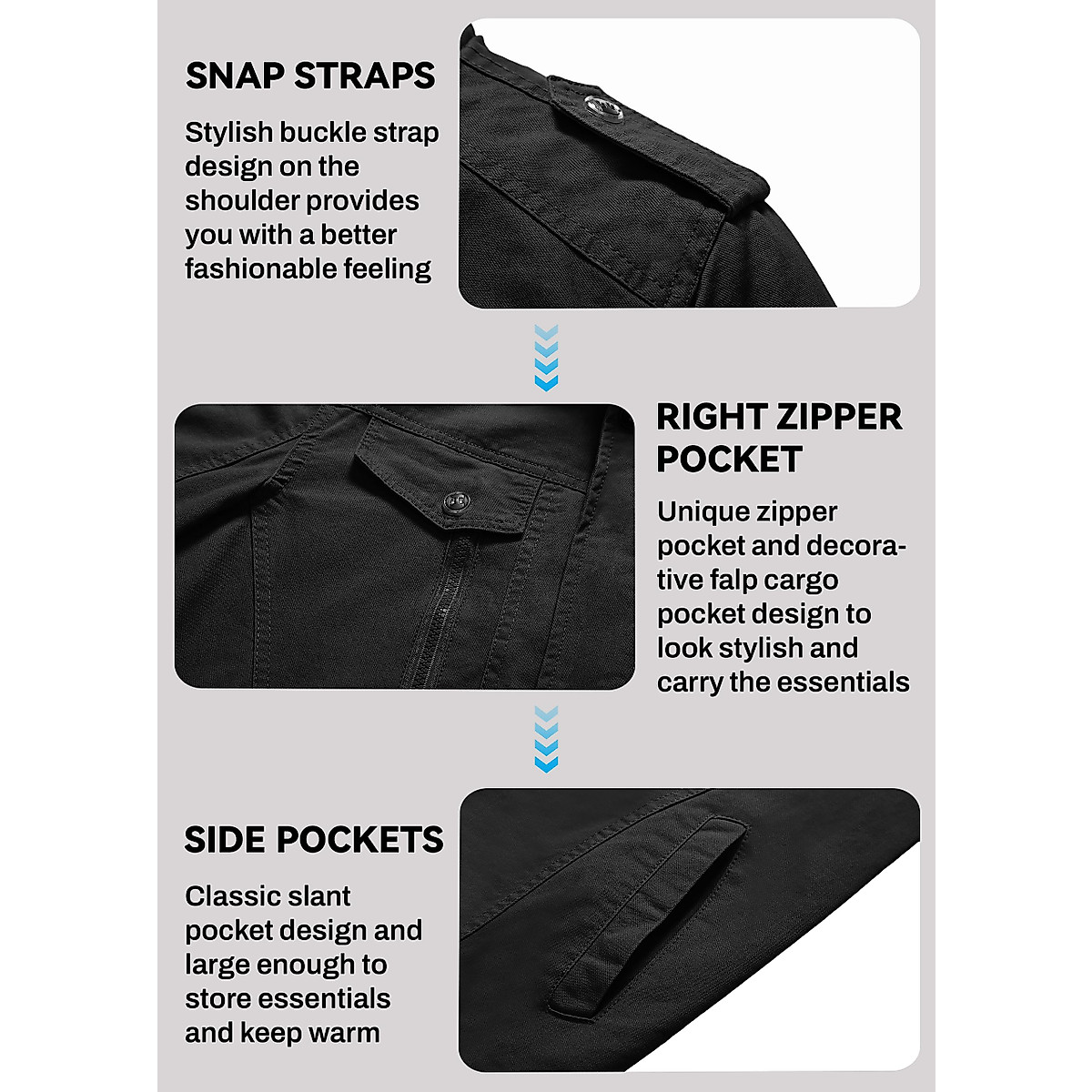 EKLENTSON Mens Winter Jacket Fleece Lined Jacket Military Jacket Men Windproof Jackets Outdoor Jacket Men Fall Jacket for Men