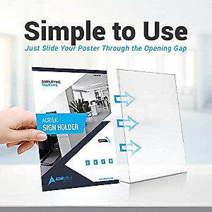 Adir Plexi Acrylic Sign Holder 8.5" X 11" - Shatter Resistant Acrylic Sign Holder - Great for Brochures, Advertising Pamphlets and Restaurant Menus - Pack of 12