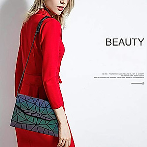 Van Varo Geometric Hard Lattice Crossbody Shoulder Bag Luminous Envelope Handbag Black One Size