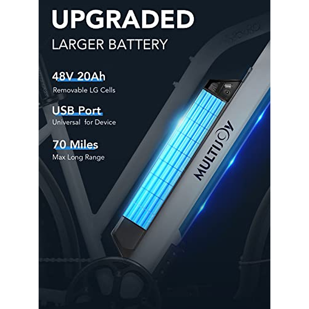 MULTIJOY Electric Bike for Adults,Upgraded 48V 20Ah Removable Battery,750W Powerful Motor & 26'' Kenda Fat Tire Electric Bicycle with Aluminum Rack Snow Beach Mountain Ebike Shimano 7-Speed(White)