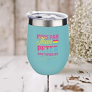 Mighun MORE PAN THAN PETER AND TWICE AS MAGICAL Wine Tumbler with Lid, Pansexual Bisexual LGBTQ Vacuum Coffee Tumbler, Gay Pride Stemless Insulated Wine Glasses Cup for Champaign, Cocktail, Beer